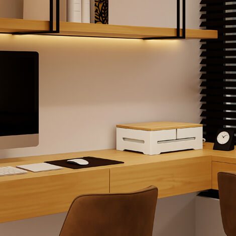 Relaxdays bamboo cable box with ventilation, HxWxD 11 x 32 x 22 cm ...