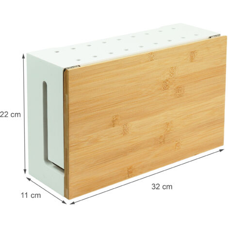 Relaxdays bamboo cable box with ventilation, HxWxD 11 x 32 x 22 cm ...