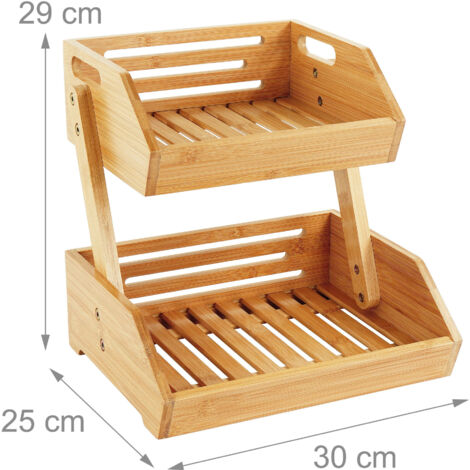 Relaxdays Bamboo Fruit Stand, HxWxD: 29 x 30 x 25 cm, tiered basket for ...