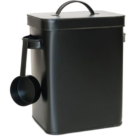 Relaxdays metal box, 6.5 L storage container with scoop, pet food ...