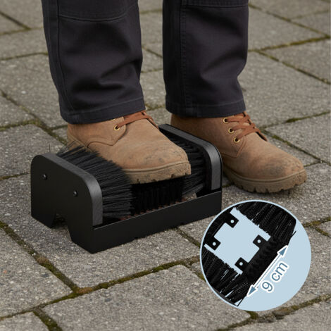 Relaxdays shoe scraper with round brushes, outdoor boot brush, sturdy ...