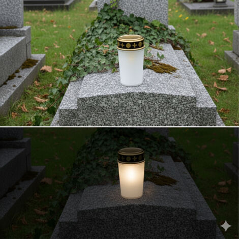 Relaxdays LED grave light, set of 4, flickering flame, battery-operated ...