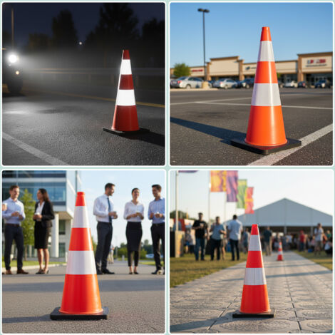 Relaxdays traffic cone, 75 cm, safety cone, high visibility, reflective ...