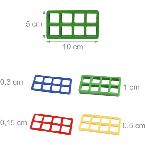 Relaxdays spacers, 120-piece set, plastic, 4 sizes, 1.5–10 mm, window ...
