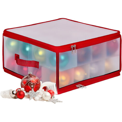 Relaxdays Christmas bauble storage box, 32 baubles, HxWxD: 18x36x36 cm ...