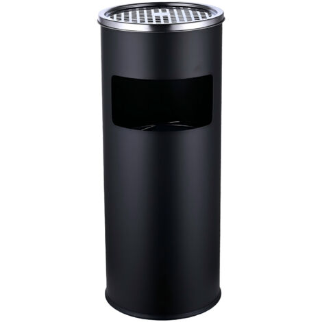Relaxdays outdoor ashtray with bin, metal, 17 l, smoker's pillar inner ...