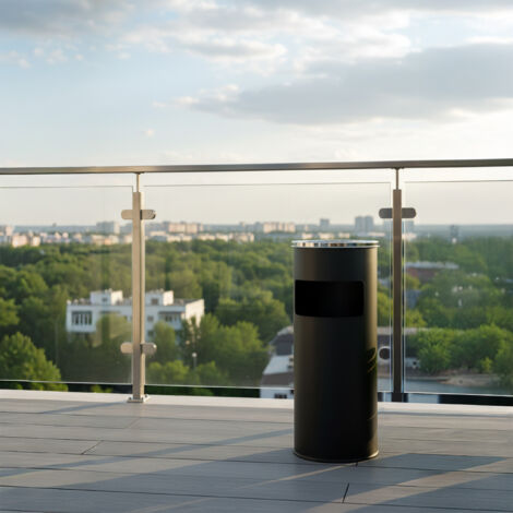 Relaxdays outdoor ashtray with bin, metal, 17 l, smoker's pillar inner ...