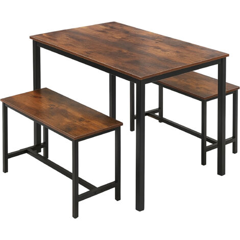 Relaxdays dining table set, 2 benches, table HWD 75 x 110 x 60 cm ...