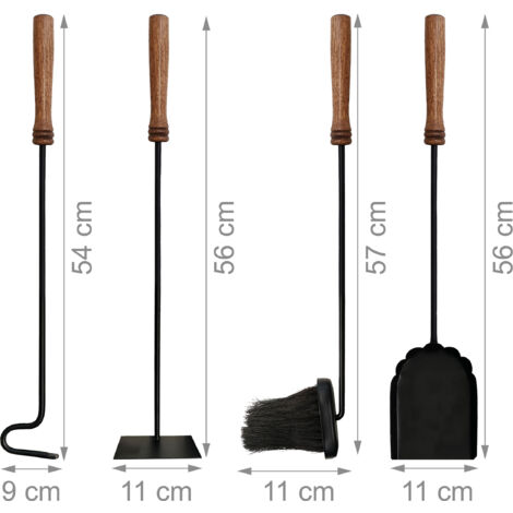Relaxdays fire tools, 5-piece set, poker, shovel, ash brush, scraper ...