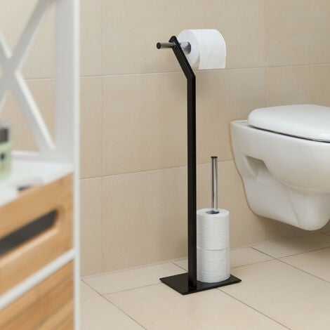 Relaxdays WC-Set Toilet Paper Holder Free Standing, Toilet Roll Butler ...