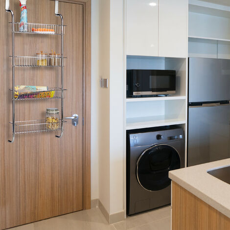 Relaxdays Hanging Chrome Rack, Wall-Mounted Bathroom Shelf, Metal ...