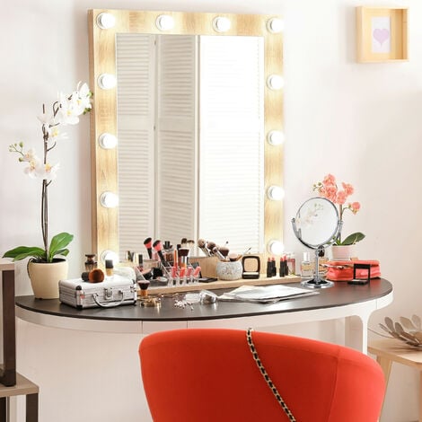 Relaxdays Magnifying Vanity Mirror Round Standing Makeup Mirror Cosmetics Two Sided HWD 28x18x10cm Silver