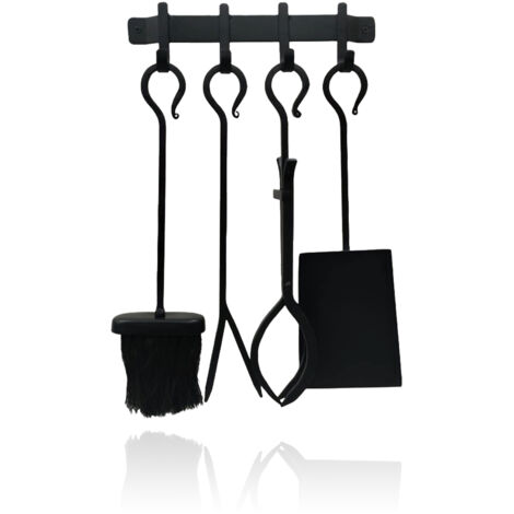 Relaxdays fireplace tool set, 5-piece, poker, shovel, ash brush, tongs ...