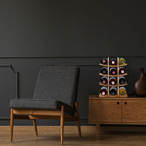 Relaxdays Wine Rack Bamboo, Small Wine Stand For 12 Bottles, 4 Tiers ...