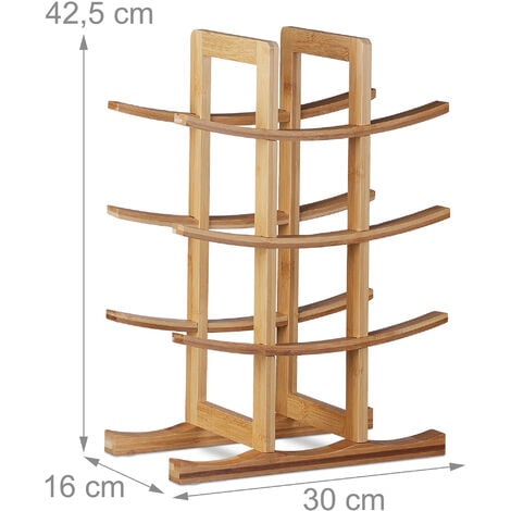 Relaxdays Wine Rack Bamboo, Small Wine Stand For 12 Bottles, 4 Tiers ...