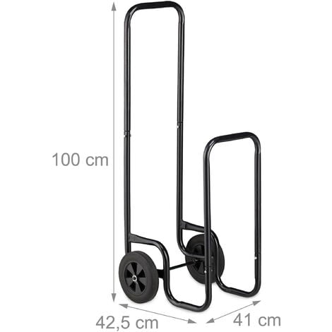 Relaxdays Log Cart, Steel Firewood Trolley, With 2 Wheels, Fireplace ...