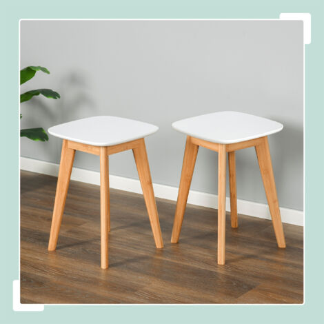 Relaxdays Kitchen Stools, Set of 2, Bamboo, MDF, Dining Room, Hallway ...