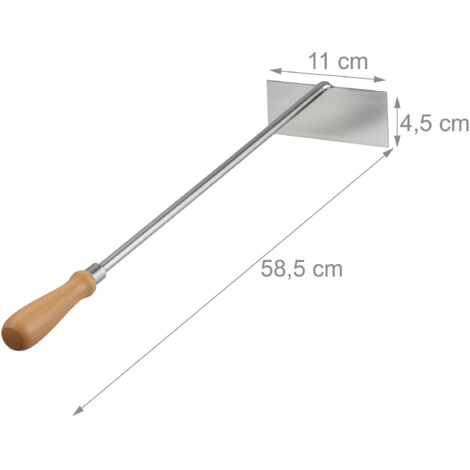 Relaxdays ash scraper, stainless steel, wooden handle, 58.5 cm long ...