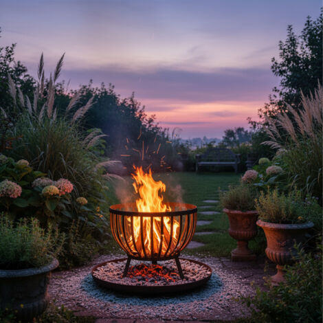Relaxdays fire pit base plate, Ø 50 cm, ash and spark protection, round ...