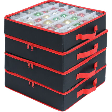 Relaxdays Christmas bauble storage box, set of 4, 16 baubles, HxWxD: 9 ...