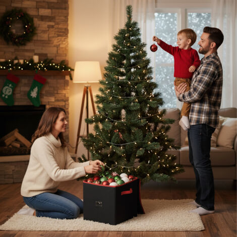 Relaxdays Christmas bauble storage box, 64 baubles, HxWxD: 33 x 33 x 33 ...