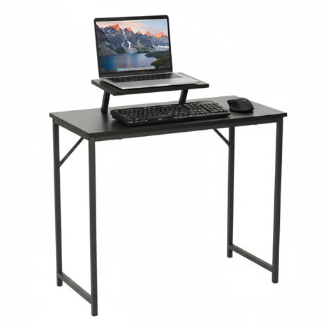 Relaxdays desk with monitor shelf, HWD: 75 x 80 x 40 cm, MDF, metal ...