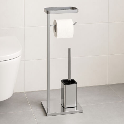 Relaxdays toilet set, freestanding, with shelf & toilet roll holder ...