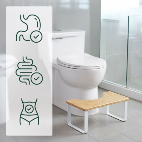Relaxdays Toilet Footstool, Toilet Posture Aid, Adult WC Stool, Bamboo ...