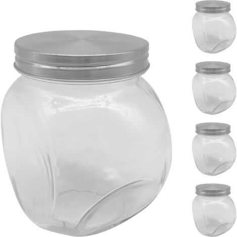 Relaxdays Sweets Jars, Set of 5, 650 ml, Storage for Sweets, Stainless ...