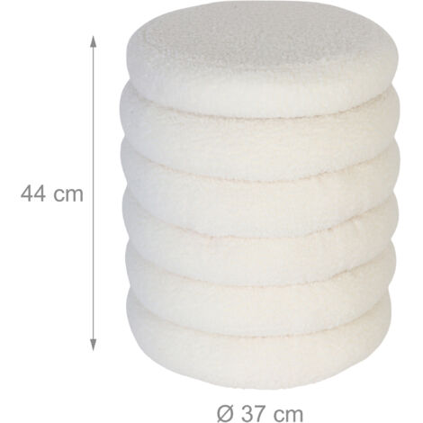 Relaxdays stool with storage, teddy bouclé fabric, H x D 44 x 37 cm ...