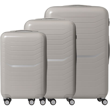 Relaxdays 3-piece hard-shell luggage set, 4 swivel wheels, 3 sizes ...