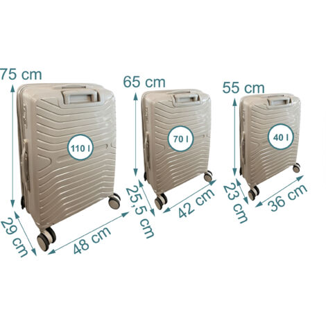 Relaxdays 3-piece hard-shell luggage set, 4 swivel wheels, 3 sizes ...