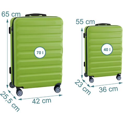 Relaxdays luggage set, 2 pieces, 2 sizes, hard-shell, 4 wheels ...