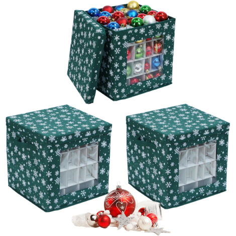 Relaxdays Christmas bauble storage boxes, set of 3, HxWxD: 33 x 33 x 33 ...