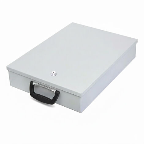 Relaxdays A4 document safe, lock & 2 keys, carry handle, HxWxD 7x37x27 ...