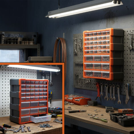 Relaxdays small parts organiser, 39 drawers, plastic, HxWxD 47x38x16 cm ...