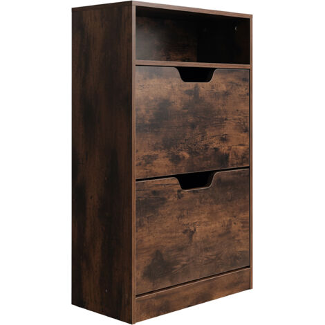 Relaxdays tilt-out shoe cabinet with shelf, HWD: 102x60x24 cm, for 8 ...