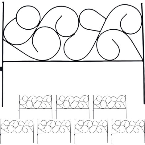 Relaxdays Metal Garden Fence, 8 Modular Panels, Art Nouveau Style, HxW ...