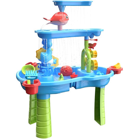 Relaxdays 3-tier water play table, incl. accessories, HxWxD 85x63x42.5 ...