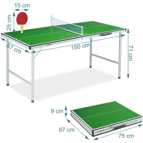 Relaxdays foldable midi table tennis table with net, 2 bats, 3 balls ...