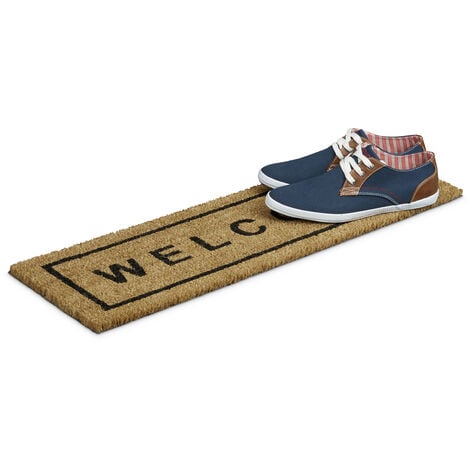 Relaxdays Coconut Fiber Coir Narrow Welcome Mat 75 x 25 cm Doormat w ...