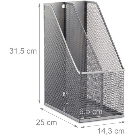 Relaxdays Standing File Holder, 2 Compartments, Metal Mesh, Sturdy Rack ...