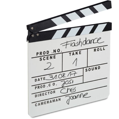 Relaxdays 2 x Film Directors Clapperboard, Wood, Chalk Board Clapper ...