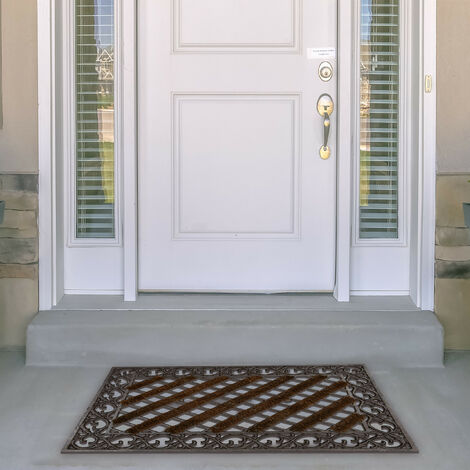 Relaxdays Cast Iron Doormat with Bristles, Rectangular 4 x 72 x 46 cm ...