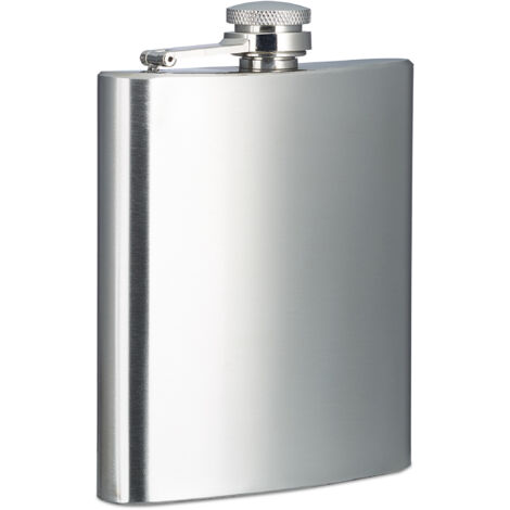 Relaxdays 10 x 200 ml Flask, Stainless Steel, 7 oz, Hip Flask with ...