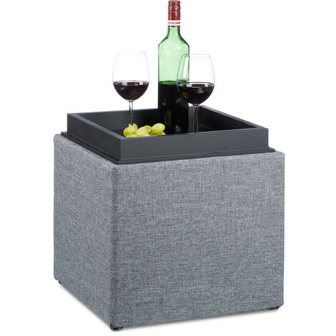 Relaxdays Storage Ottoman, HxWxD: 42 x 40.5 x 40.5 cm, Storage Box ...