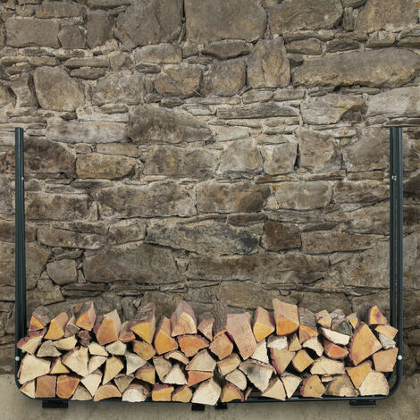 Relaxdays adjustable firewood rack, steel log cradle, c-shaped wood ...
