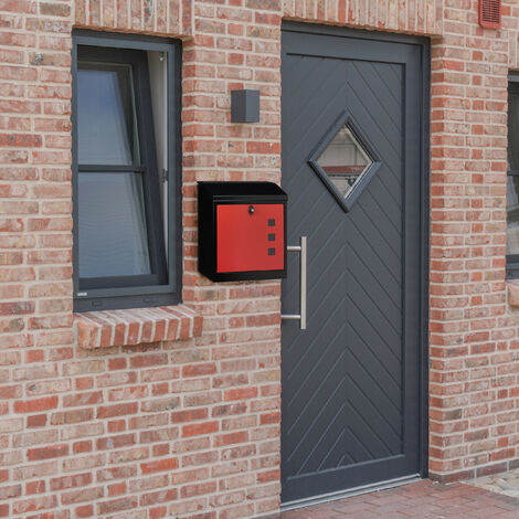 Relaxdays Large Letterbox, Steel, Security Flap, Lock, HxWxD: 53 x 43.5 ...