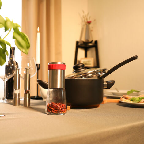 Relaxdays Chili Mill, Stainless Spice Shaker with Herb Grinder, 16 cm ...
