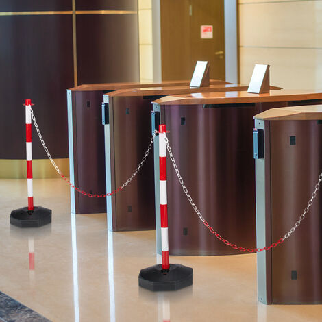 Relaxdays post and chain bollards, plastic chain barrier, base to be ...